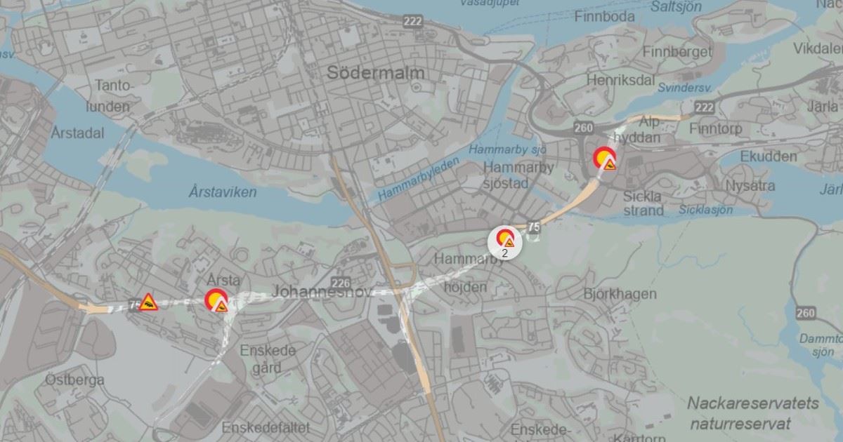 Bevakning av Södra länken i appen Trafiken.nu | Nacka kommun