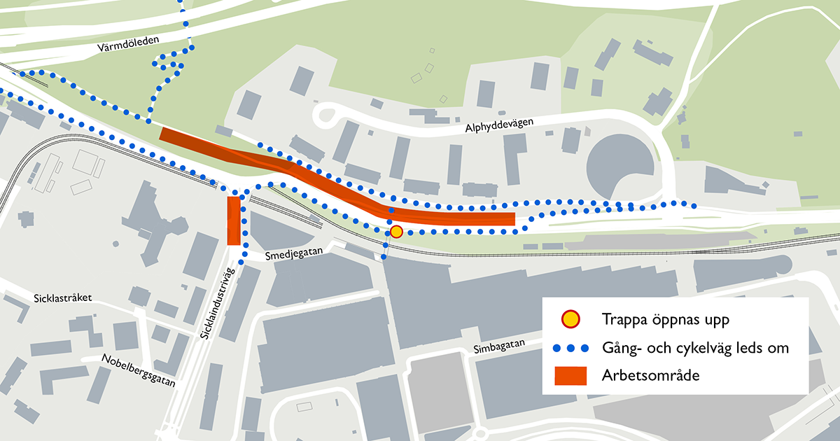 Gång och cykelbanan på Värmdövägen vid Alphyddan öppnas upp | Nacka kommun